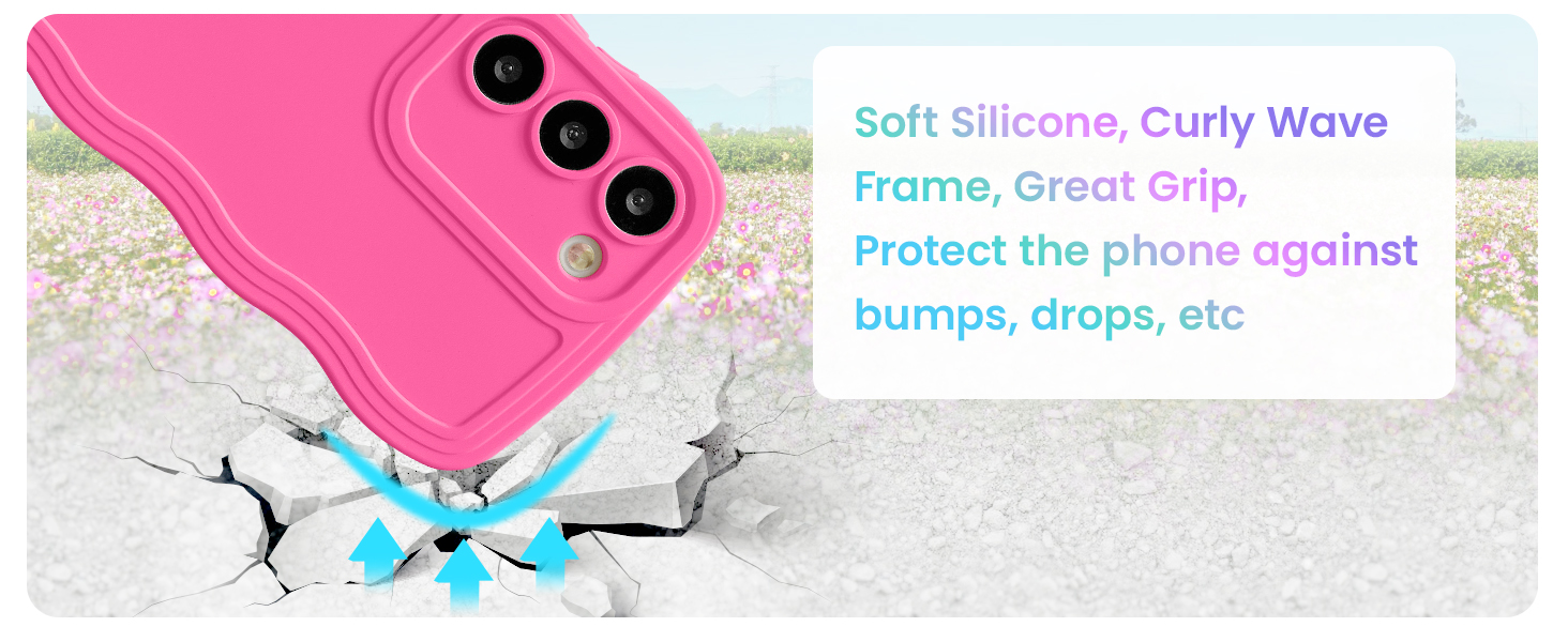 Amazon.com: UEEBAI Wave Frame Silicon Case for Samsung Galaxy S24 FE 5G Phone Case, Cute Wave ...