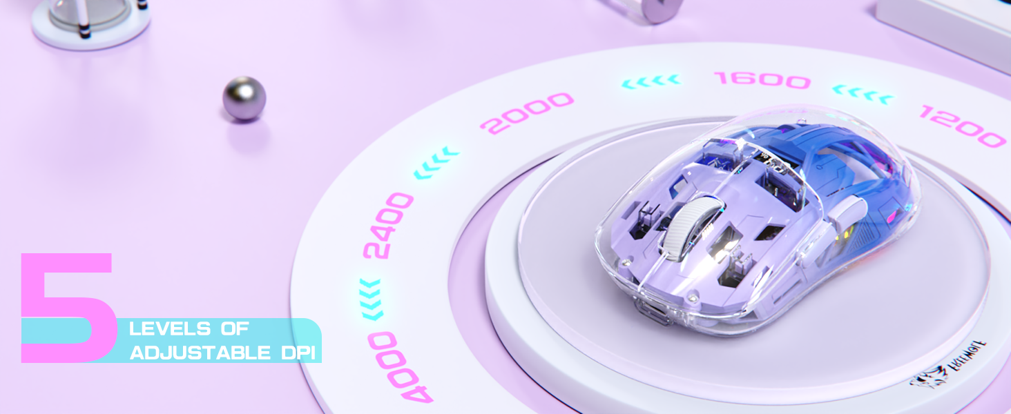 ZIYOU LANG x FREEWOLF Wireless Gaming Mouse, PixArt PAW3212 Dual Mode 2.4G/Bluetooth Transparent ...