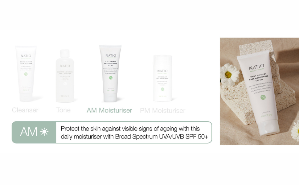 Natio Australia Aromatherapy Daily Defence Face Moisturiser SPF 50+ 100ml - Daily Face Lotion ...