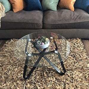 Amazon.com: FurnitureR Round Clear Tempered Glass Coffee Table, D31.5X ...