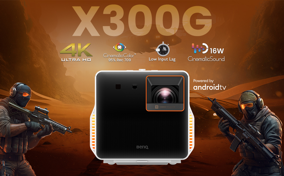 BenQ X300G 4K UHD HDR Gaming Projector 2000 ANSI lumens, Excellent Color 95% REC 709,Android TV ...