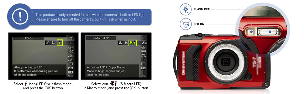 JJC LED Light Guide Ring for Olympus Tough TG-7 TG7 TG-6 TG6 TG-5 TG5 TG-4 TG4 TG-3 TG3 TG-2 TG2 ...