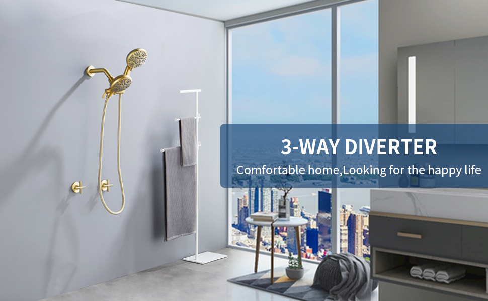 2 Handle Shower Faucet Shower System Complete 2 in 1 Shower Combo Set with Handheld Showerhead ...