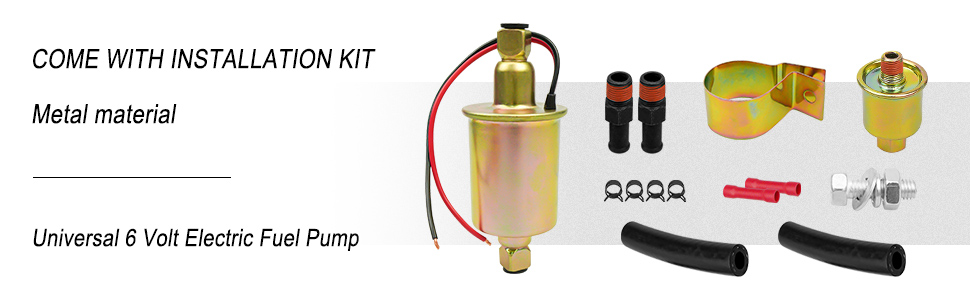 Amazon.com: AUGREX Universal 6 Volt Electric Fuel Pump with Installation Kit, Inline Type 5-8 ...