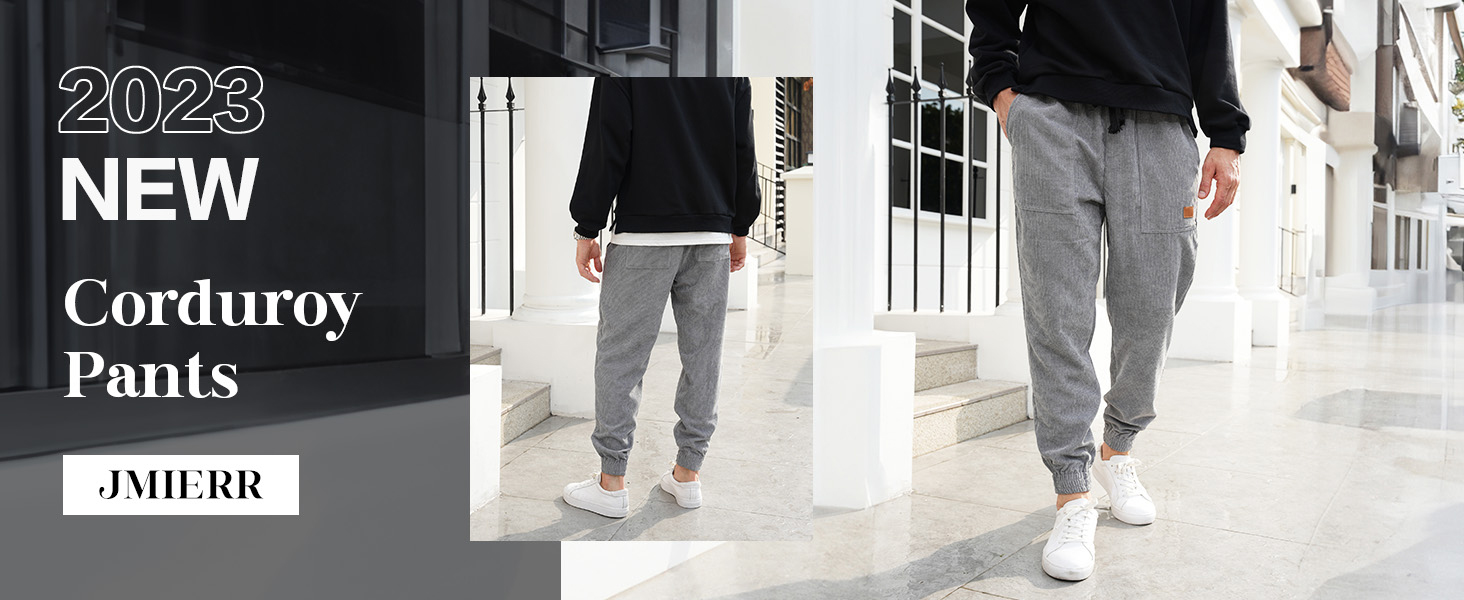 Amazon.com: JMIERR Mens Corduroy Joggers Pants Casual Cargo Pants Drawstring Elastic Waist Baggy ...