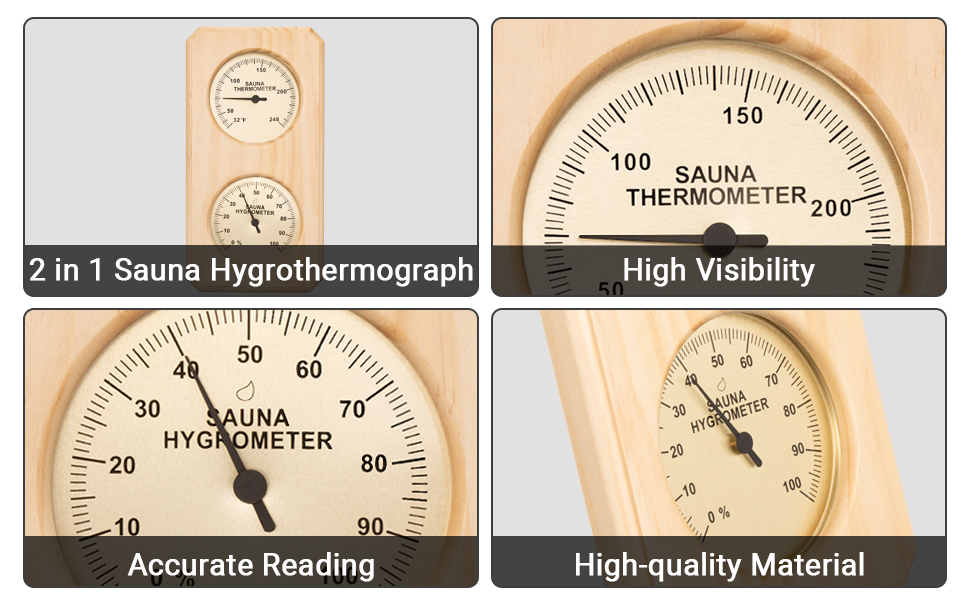 Amazon.com : Sauna Thermometer and Hygrometer, 2 in 1 Sauna Thermometer Fahrenheit Accessories ...