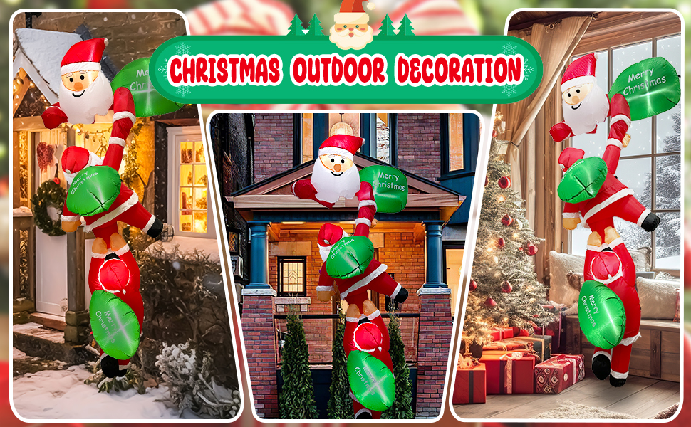 Amazon.com: Fayavoo 8FT Christmas Inflatables Outdoor Decorations, Christmas Climbing Santa ...