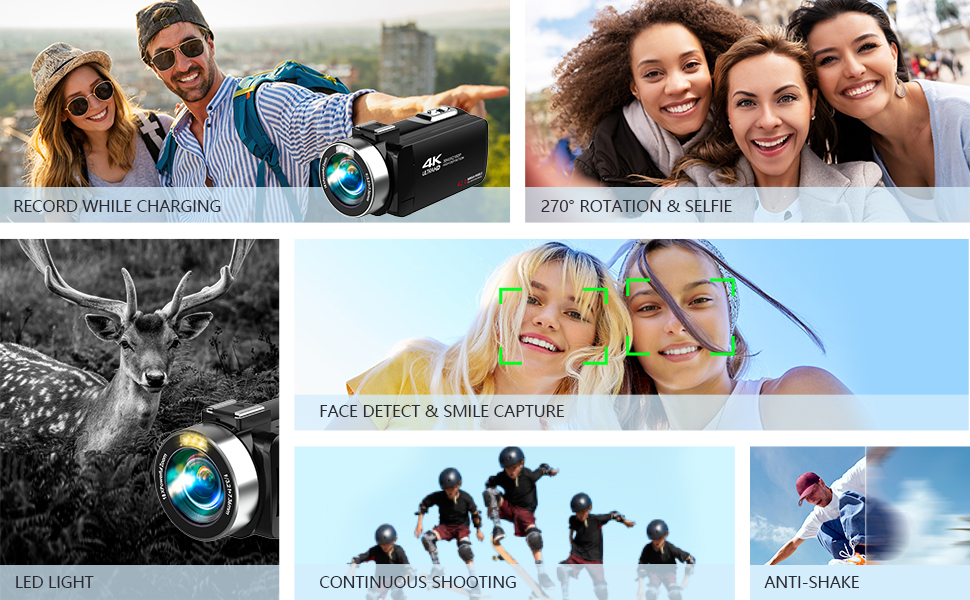 Hojocojo Video Camera Camcorder Full HD 4K 42MP 18x Zoom Video Recorder Camera Vlogging Camera ...