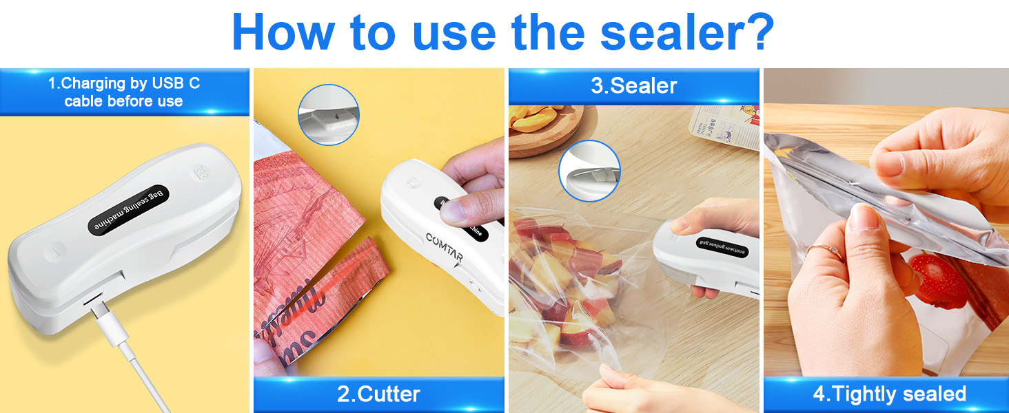 Amazon.com: Mini Bag Sealer, USB-C Rechargeable Heat Sealer & Cutter, 2-in-1 Portable Chip Bag ...
