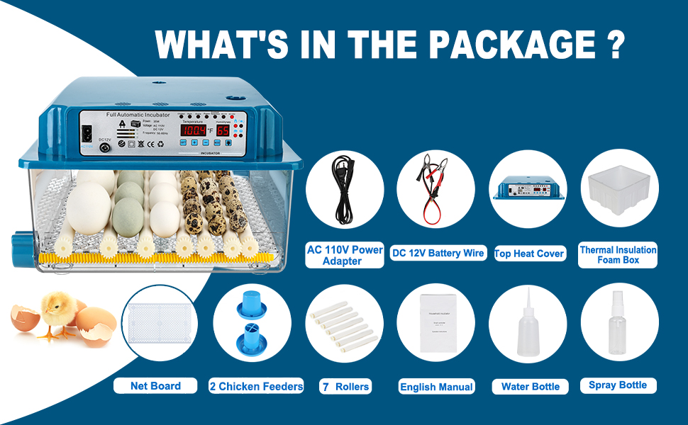 Amazon.com: Vevitts 36 Eggs Incubators for Hatching Egg Fahrenheit with Automatic Turner ...