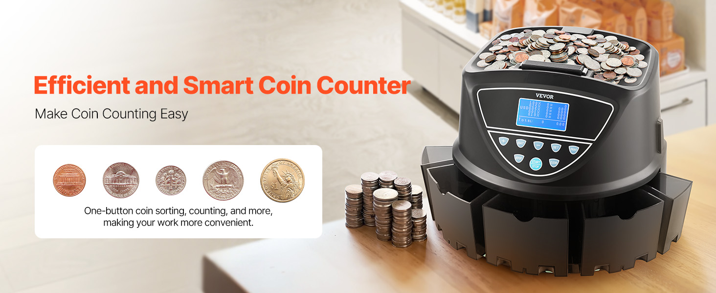 Amazon.com : VEVOR Upgraded Coin Counter & Sorter, Coin Sorter and Wrapper Machine with ...
