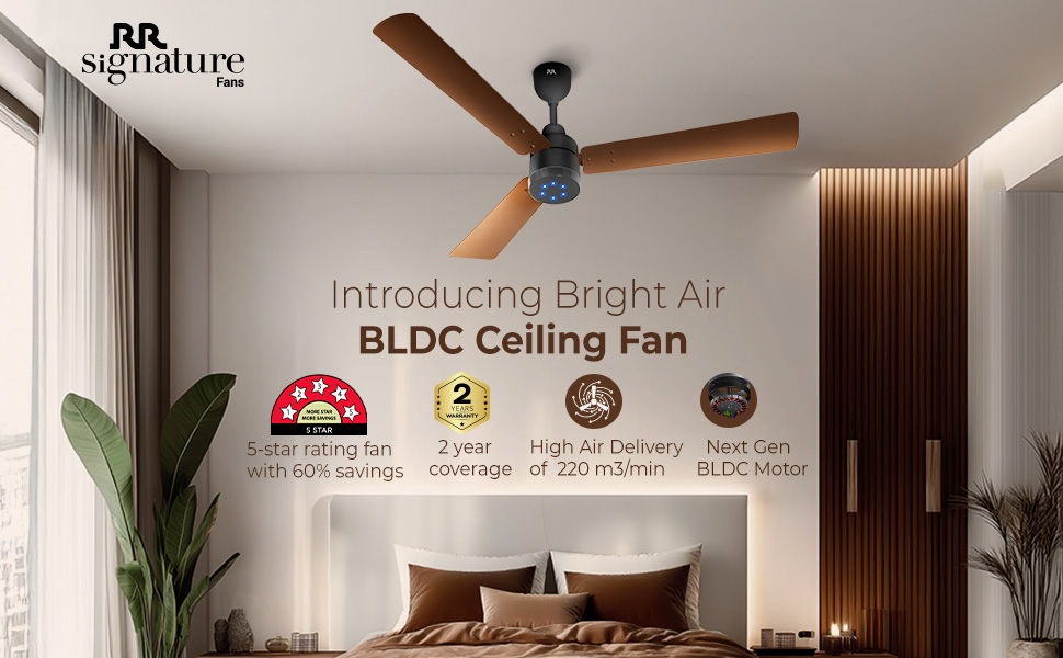 Buy RR Signature BrightAir 1200mm BLDC Ceiling Fan with Remote Control | BEE 5 star Rated Energy ...