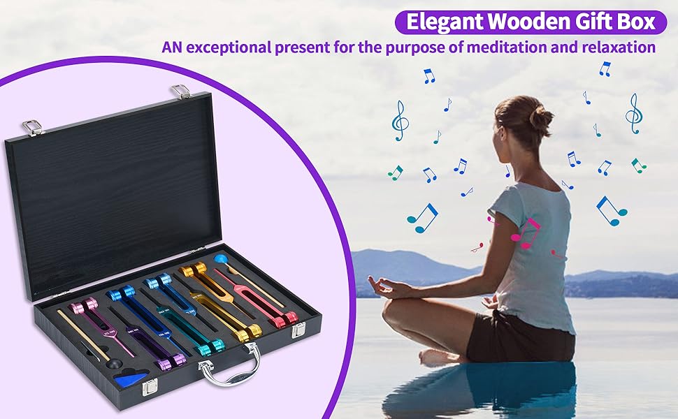 Amazon.com: yeshine Chakra Tuning Fork Set, 7 Chakra+1 Soul Purpose Weighted Solfeggio Tuning ...