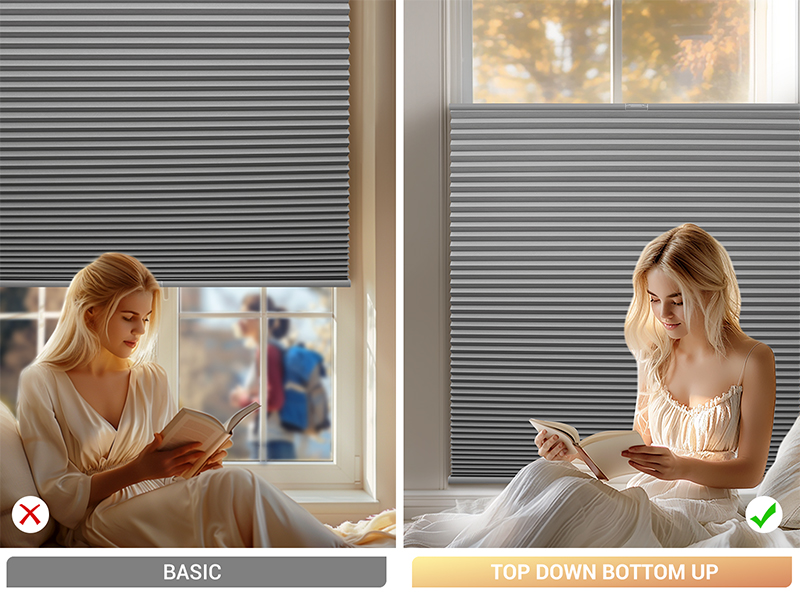 Amazon.com: HOTSOON No Drill No Tools Blackout Cellular Shades Top Down Bottom Up Cordless ...