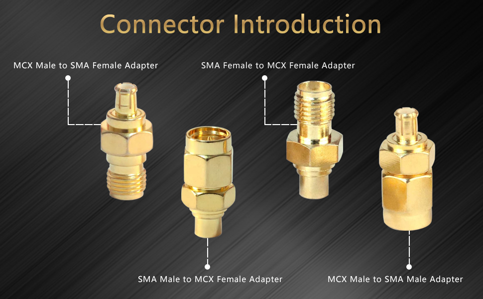 TUOLNK SMA to MCX Connectors Kit RF Coaxial Adapter Male to Female for Wifi Antenna/Radio ...