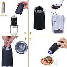 Amazon.com: Sunbag Gravity Electric Salt and Pepper Grinder Set,Battery Operated Automatic Salt ...