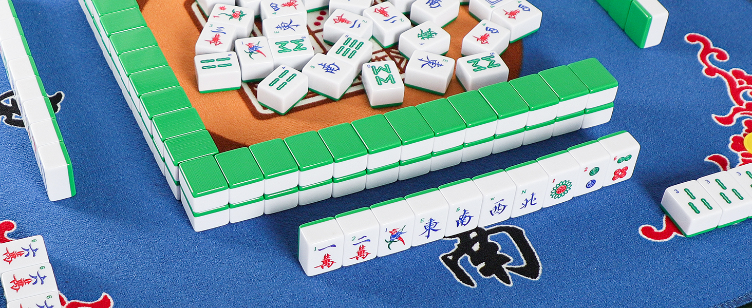 Amazon.com: GUSTARIA Chinese Mahjong Game Set, Large (1.5") 144 Numbered Green Tiles, 2 Spare ...