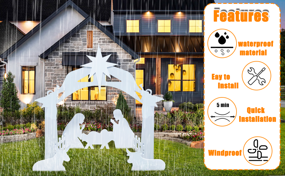 Amazon.com: Intexflatable Nativity Set Outdoor Christmas Decorations, Nativity Scene Large ...