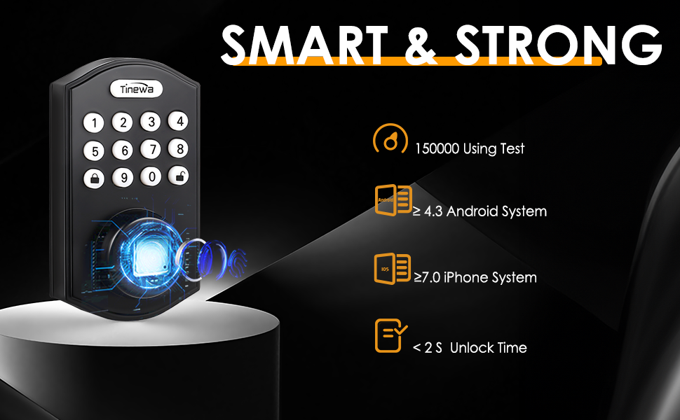 Keyless Entry Fingerprint Smart Deadbolt Lock, Electronic Keypad ...