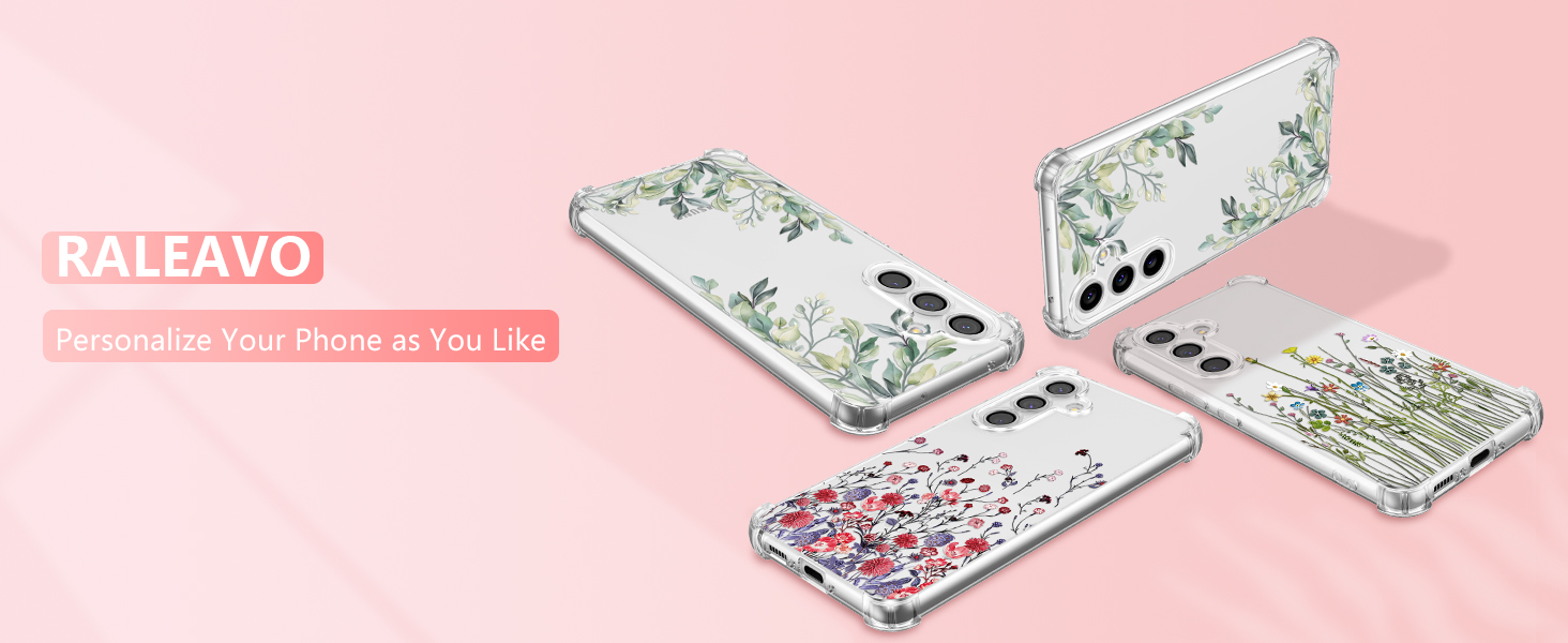 Amazon.com: RALEAVO Floral Case for Samsung Galaxy A15 4G/5G, Clear Case with Flower Branch ...