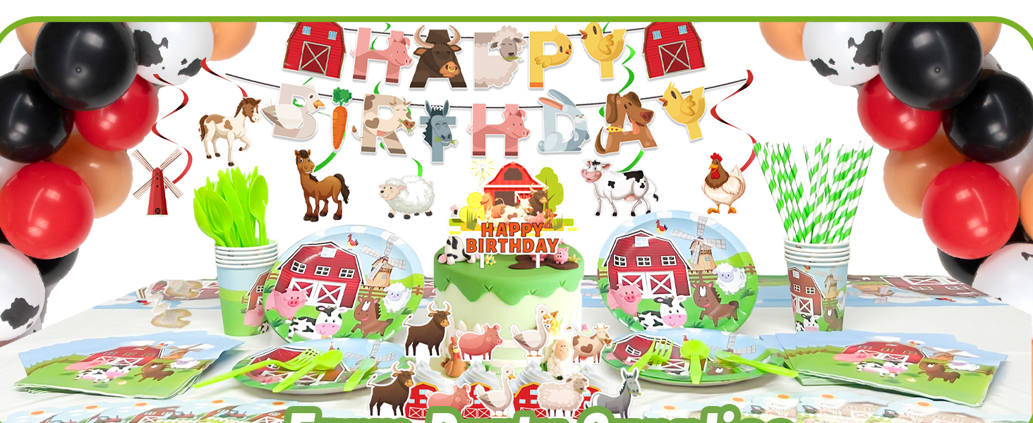 Amazon.com: 210 Pcs Farm Animals Theme Birthday Party Supplies, Farm ...