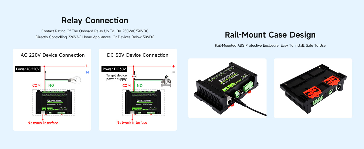 Amazon.com: Waveshare 8-Ch Ethernet Relay Module, Modbus RTU/Modbus TCP Protocol, PoE Port ...