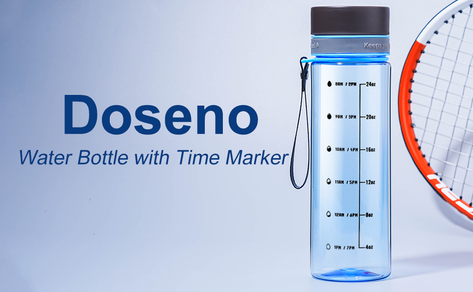 Amazon.com: Doseno Reusable Water Bottle, Water Bottle with Time Marker, Plastic Water Bottles ...