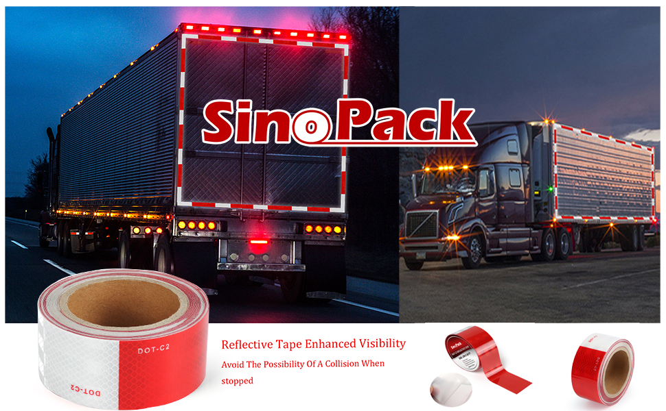 SinoPack Reflective Safety Tape Red & Sliver Dot Reflective Tape for Trailers and Trucks ...