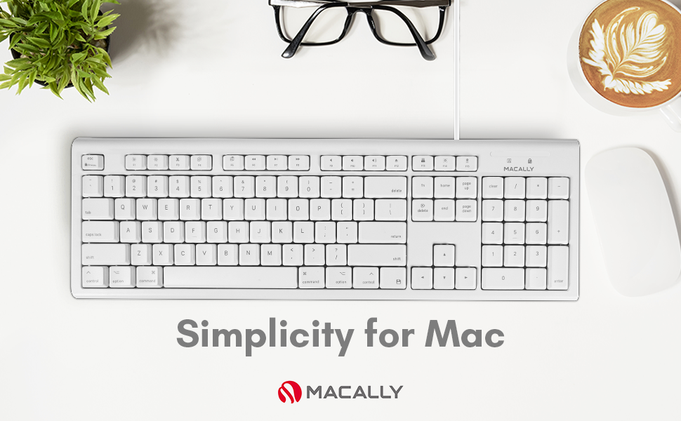 Amazon.com: Macally Full-Size USB Wired Keyboard for Mac Mini/Pro, iMac ...