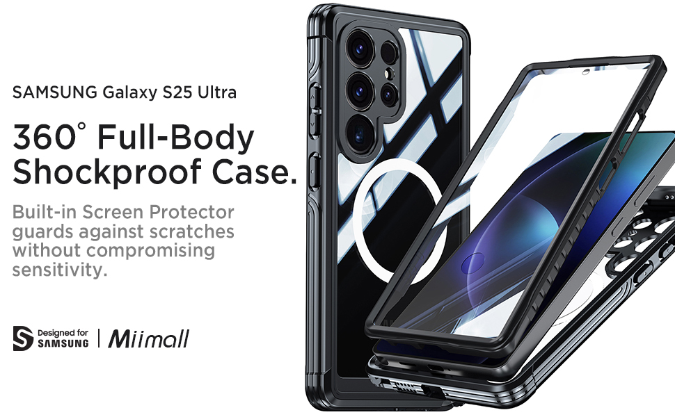 Amazon.com: Miimall Strong Magnetic for Samsung Galaxy S25 Ultra Case,[Built-in Glass Screen ...