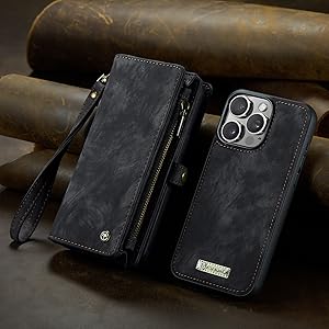Amazon.com: Kowauri Wallet Case for iPhone 16 Pro, Zipper Purse Folio Leather Wallet with Card ...
