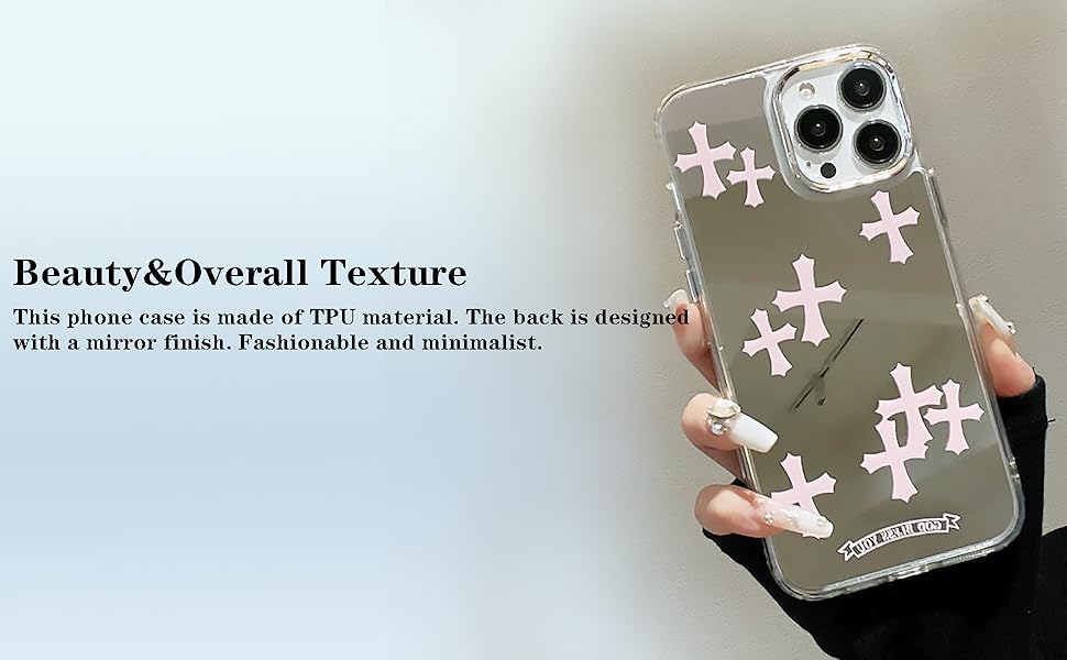 Amazon.com: xoniery Compatible with iPhone 16 Case Cute Glossy Mirror Back Case,White Cross ...