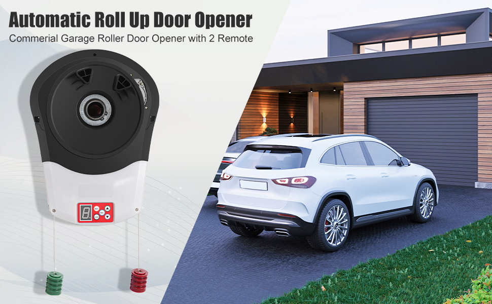 Healthible Electric Roll Up Door Opener, Garage Roller Door Opener Motor with 2 Remote Automatic ...