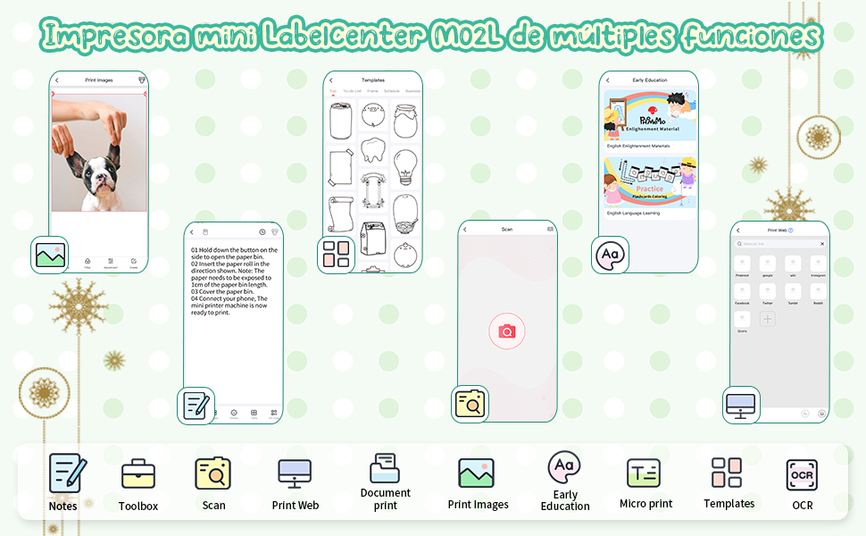 BT Impresora Termica Portatil, M02L Mini Impresora Fotos Movil, 1200mAh, sin Tinta, Compatible ...