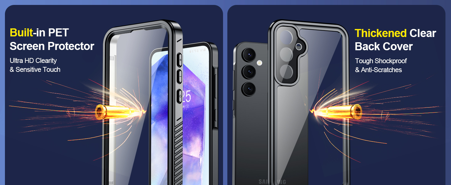 Beeasy For Samsung Galaxy A55 5g Case Waterproof IP68, Military Grade Shockproof Dustproof 360 ...