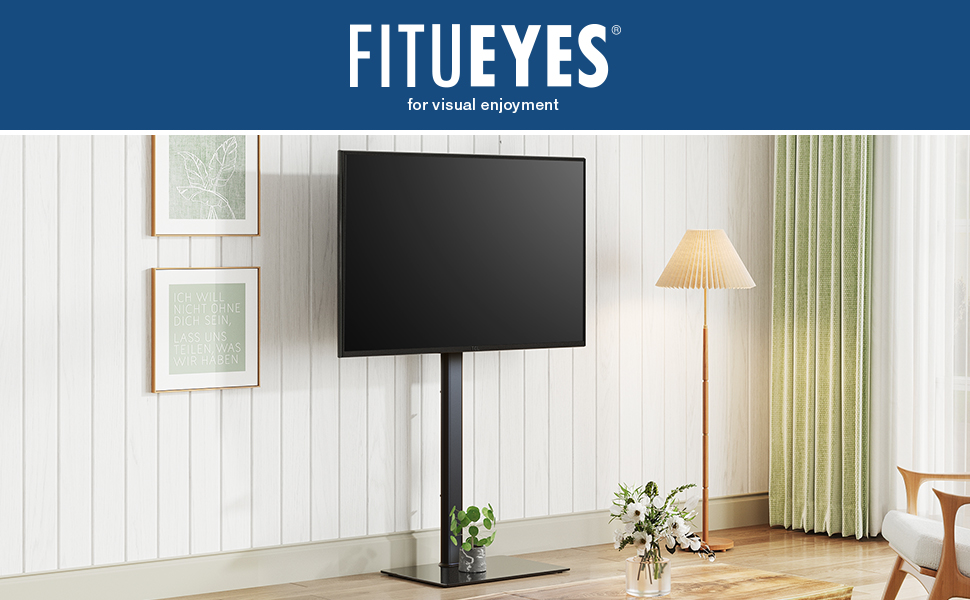 FITUEYES TV Ständer TV Bodenständer Fernsehstand höhenverstellbar schwenkbar für 19 bis 43 Zoll ...