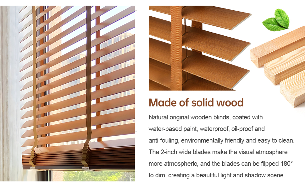 Amazon.com: VinLeap Faux Wood Blinds 2 Inch Cordless, Customizable Mini Blinds, Blackout Privacy ...