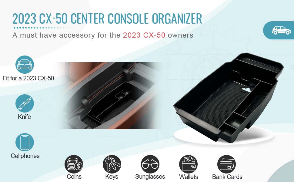 CDEFG 2023-2025 Mazda CX-50 Bandeja Organizadora de Consola Central (Negro) : Amazon.com.mx ...