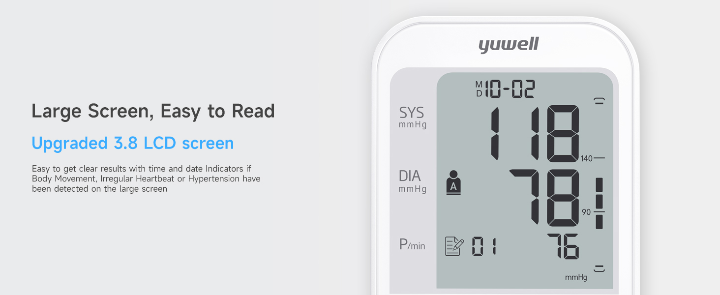 yuwell Blood Pressure Monitor, Extra Large Upper Arm Cuff, Digital Blood Pressure Machines for ...