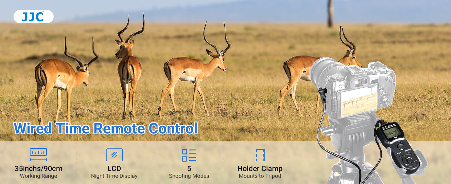 JJC Multi-function Timer Remote Control with Tripod Holder Clamp for OM System OM-1II OM-1 OM-5 ...