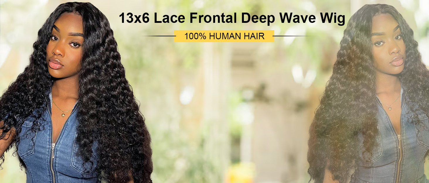 Amazon.com : Zumuer 24 Inch 13x6 Deep Wave Lace Front Wigs Human Hair Deep Wave Frontal Wig 13x6 ...
