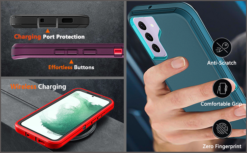 Amazon.com: YKHJKLEC for Samsung Galaxy S22 Plus Case, with 2Pcs [Self Healing Flexible TPU ...