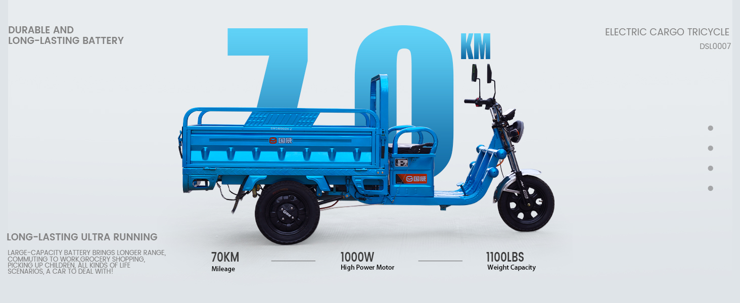 Amazon.com: ASHOMELI 60-70Km 1000W Electric Cargo Tricycle Truck Simple Tricycle,60V 45Ah Large ...
