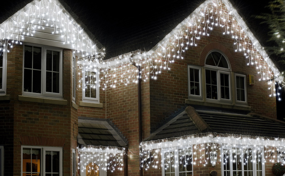 Icicle Christmas Lights Outdoor Decorations 1008 LED 98.4 FT 8 Modes ...