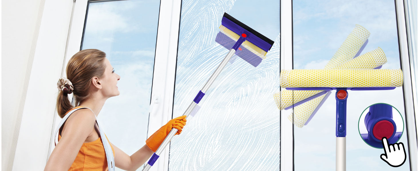 Amazon.com: Squeegee for Window Cleaning, Window Squeegee for Home with 60" Long Handle,2 in 1 ...