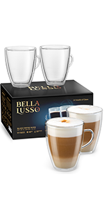Amazon.com | Glass Espresso Cups - Double Wall Insulated Coffee Mugs ...
