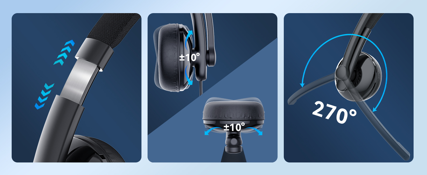 EMEET HS50 Wired Headset with Mic, On-Ear Computer Headphones with ...