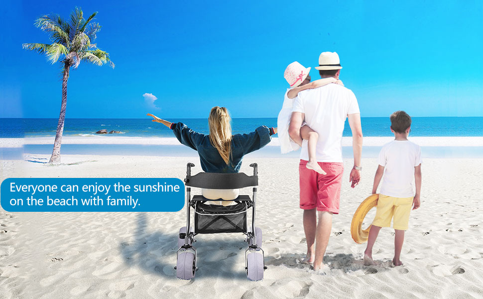 Amazon.com: Foldable Rolling Beach Walker for Sand, All Terrain Beach Sand Mobility Walker ...