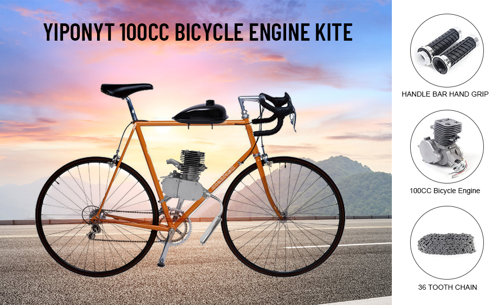 Amazon.com : YIPONYT Upgraded 100cc Bike Engine Kit, 2 Stroke Bicycle Motor Kit Petrol Gas Motor ...