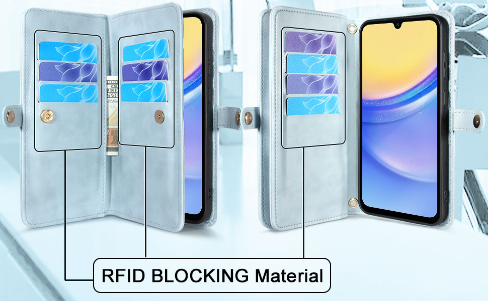 Amazon.com: Lacass for Samsung Galaxy A15 5G Case Wallet,[Cards Theft Scan Protection] Card ...